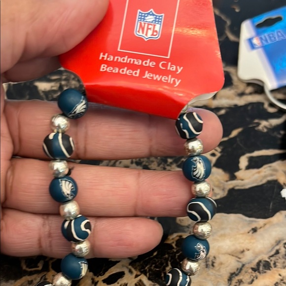 Jewelry | Handmade Clay Beaded Jewelry Blue And Silver Nfl Team ...